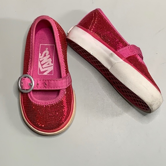 Vans | Shoes | Vans Toddler Size 4 Pink Glitter Mary Jane Sneakers ...
